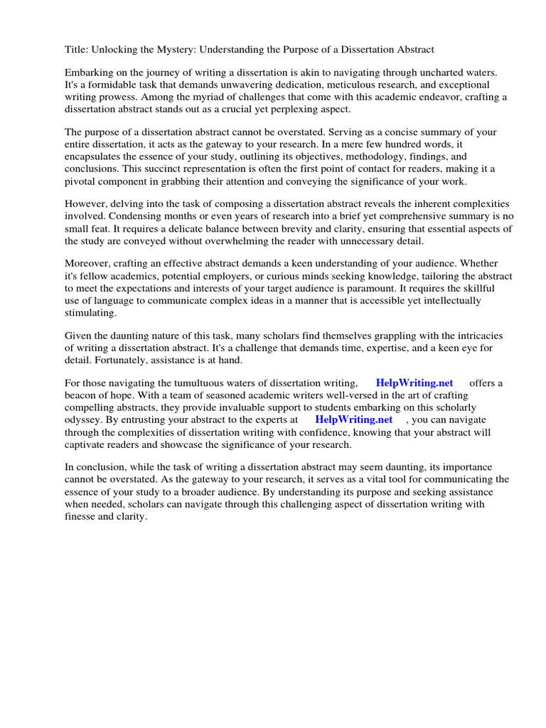 Understanding Dissertation Abstracts | PDF | Abstract (Summary) | Thesis