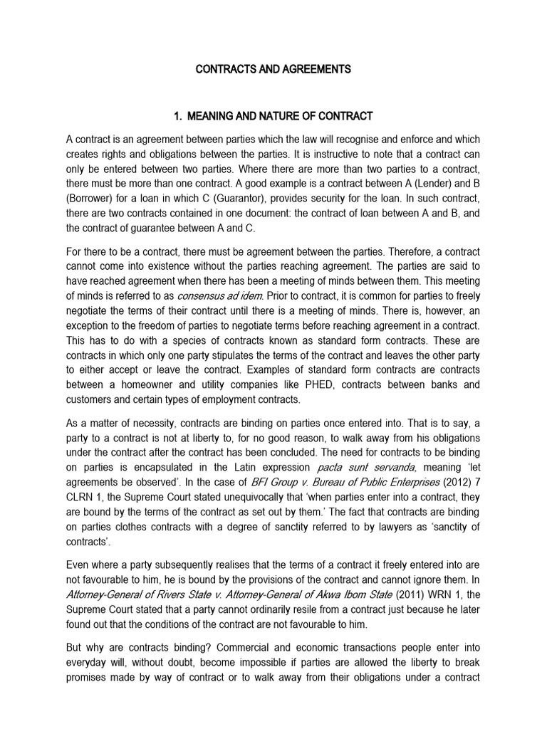 Contracts and Agreements | PDF | Offer And Acceptance | Consideration