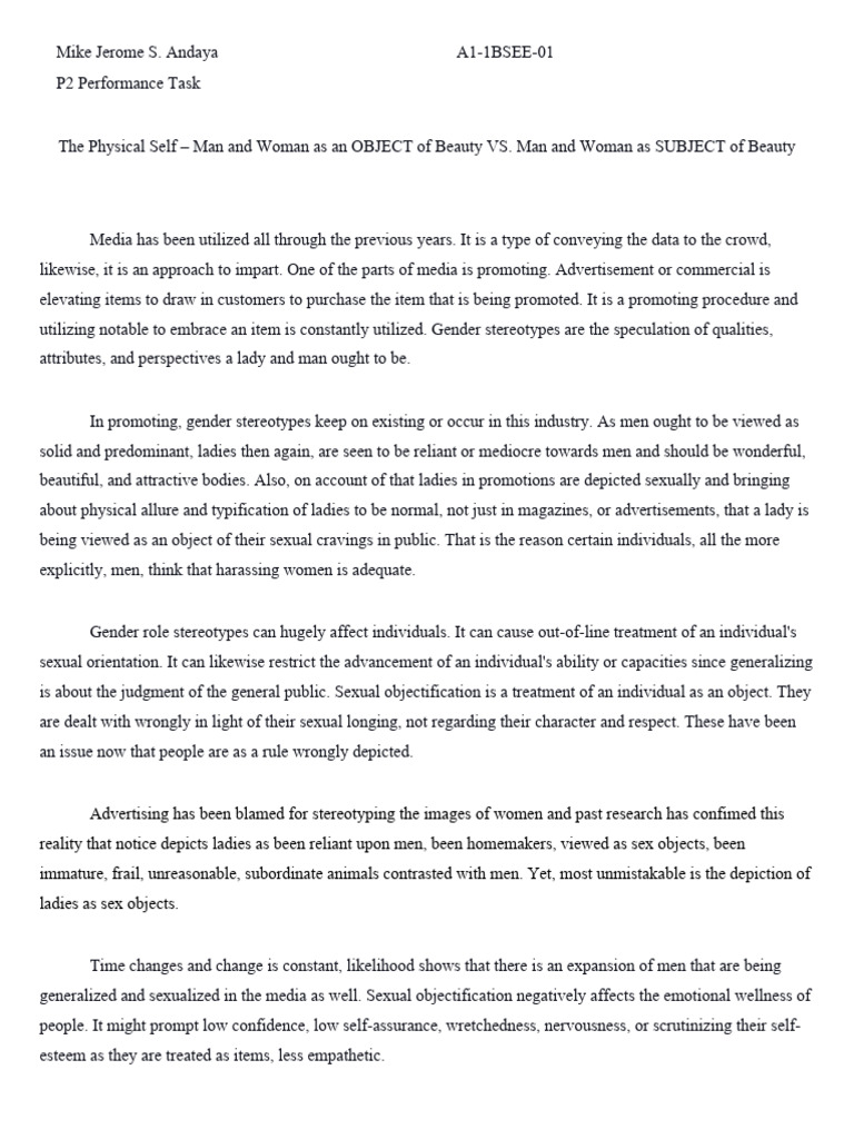 Gen 002 P2 Ptask | PDF | Stereotypes | Gender