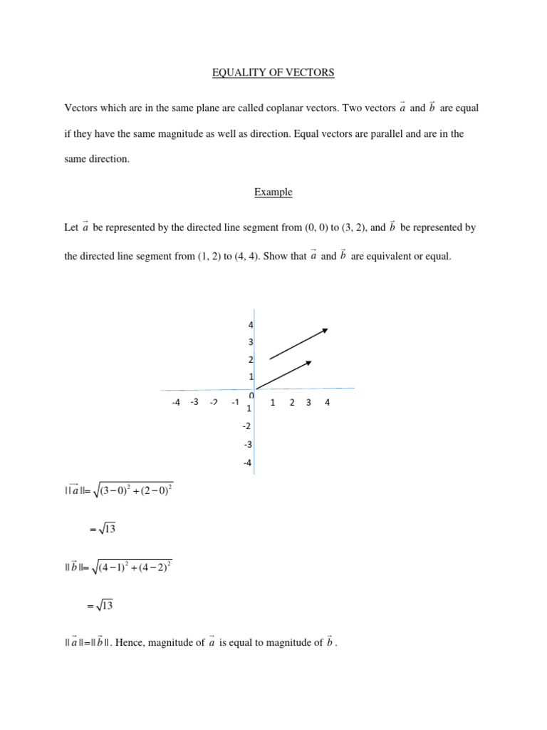 Equality of Vectors - 023840 | Download Free PDF | Vector Space ...