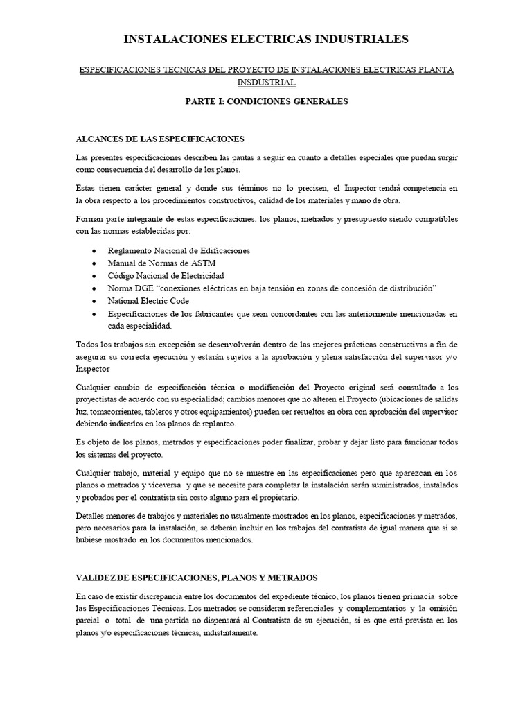 Especificaciones Tecnicas Piai | PDF | Conductor electrico | Cobre