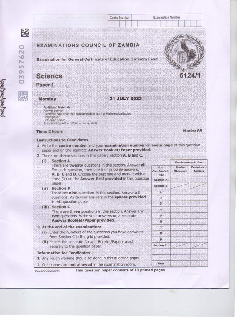 Gce Science P1 2023 | PDF