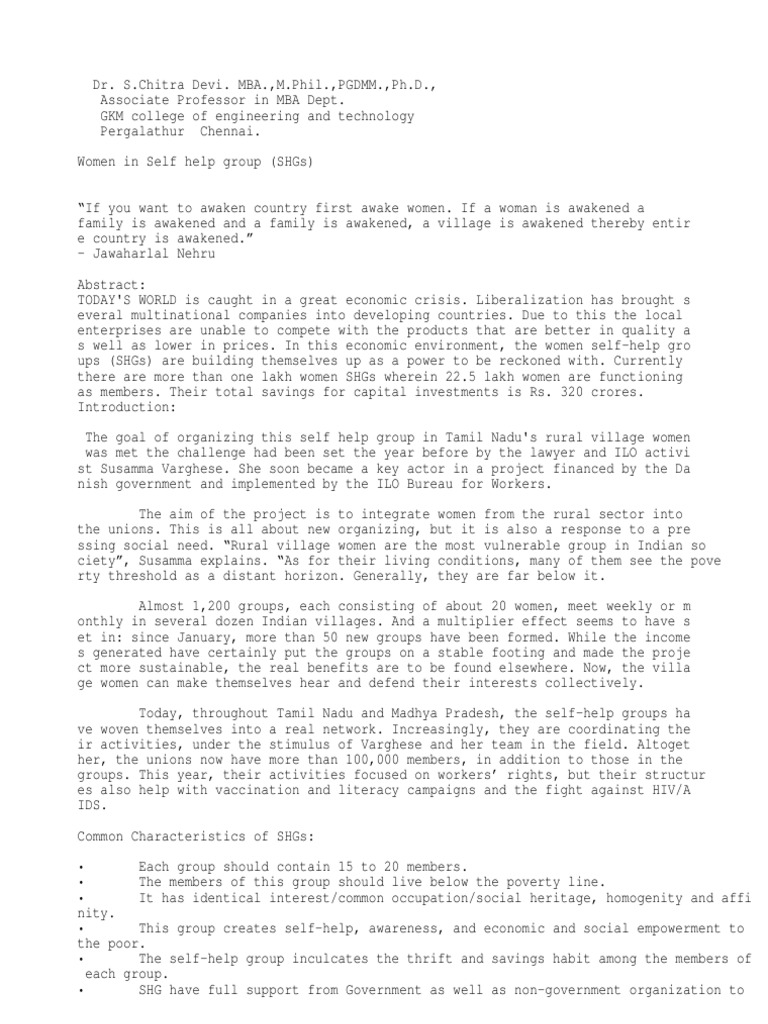 Self Help Group | Download Free PDF | Banks | Empowerment