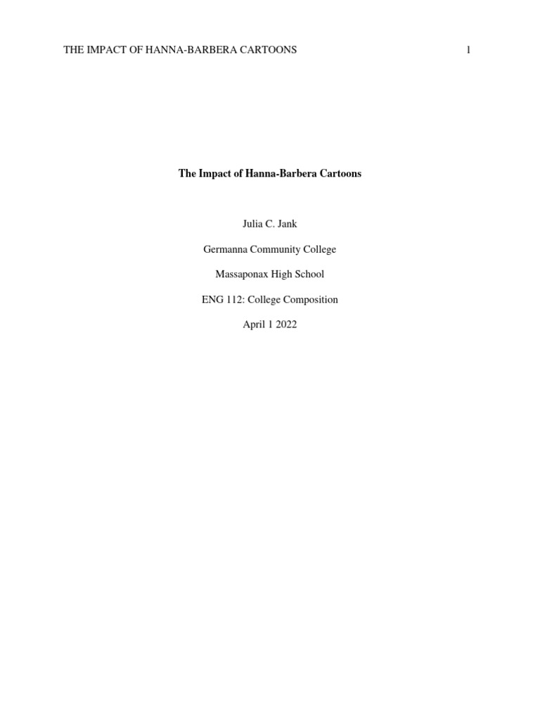 final apa impact of cartoons | PDF | Hanna Barbera | Stereotypes