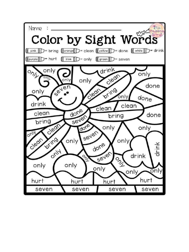 Colour by Sight Words | PDF