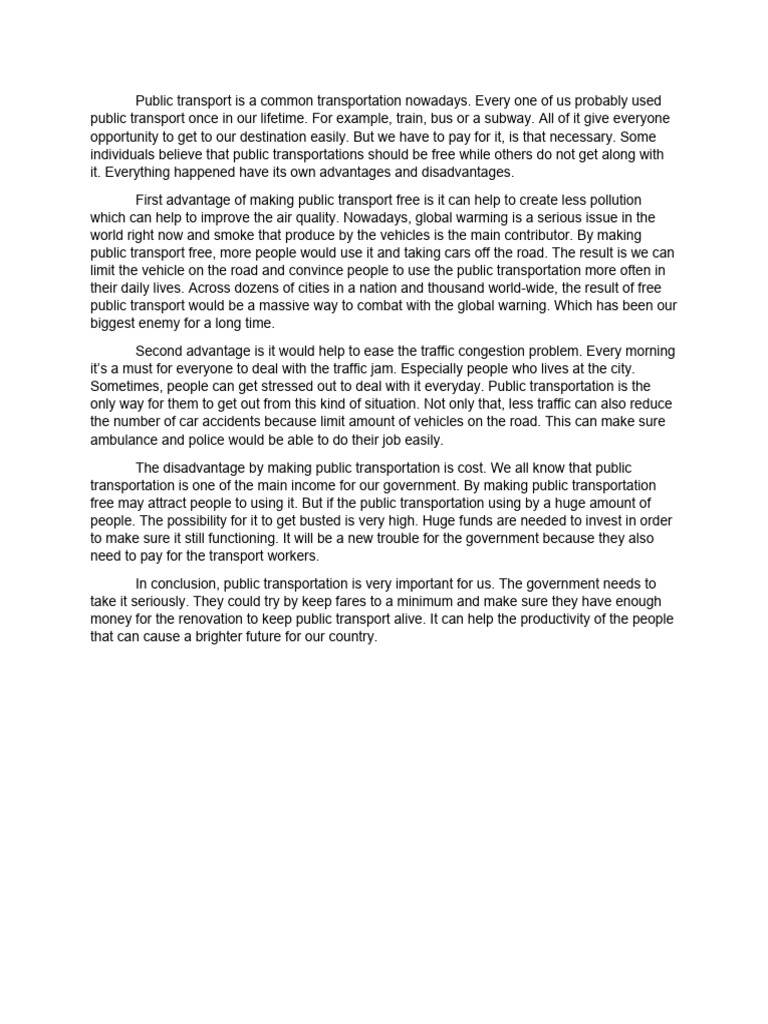 Public Transport Should Be Free | Download Free PDF | Public Transport ...