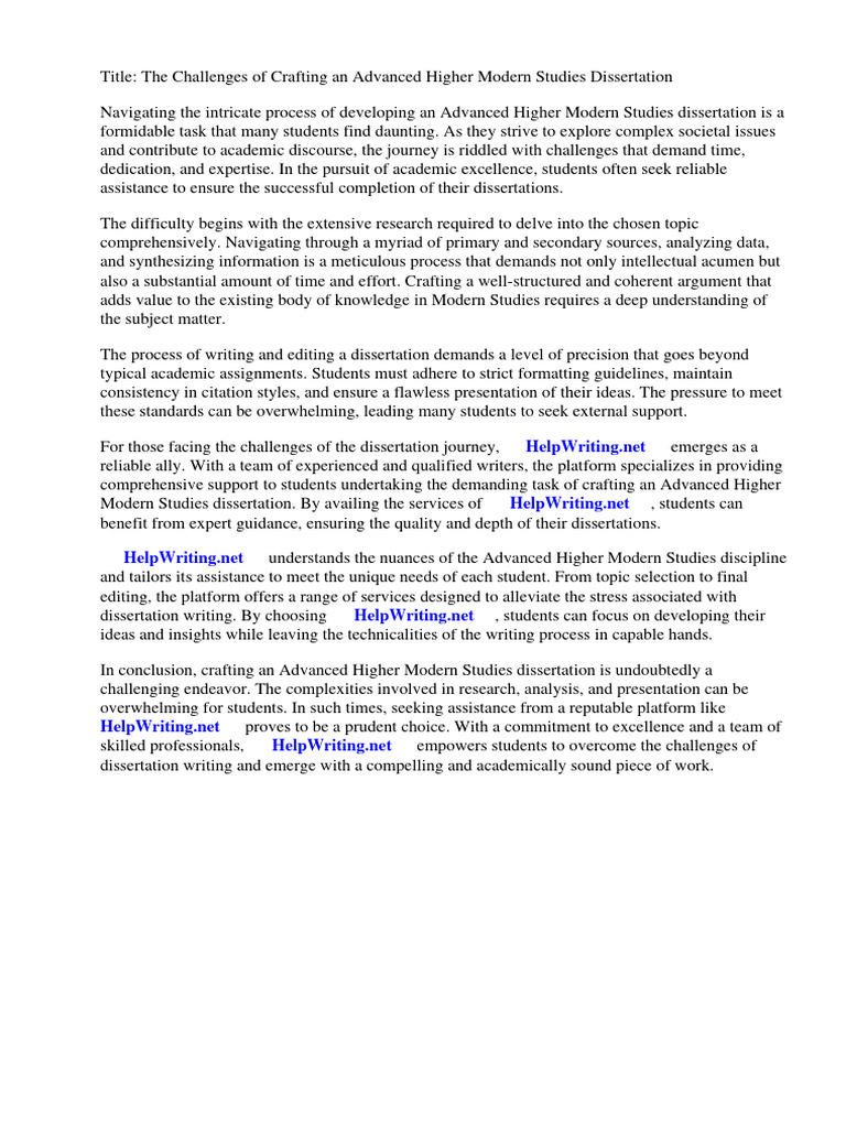 Advanced Higher Modern Studies Dissertation Examples | PDF | Thesis ...