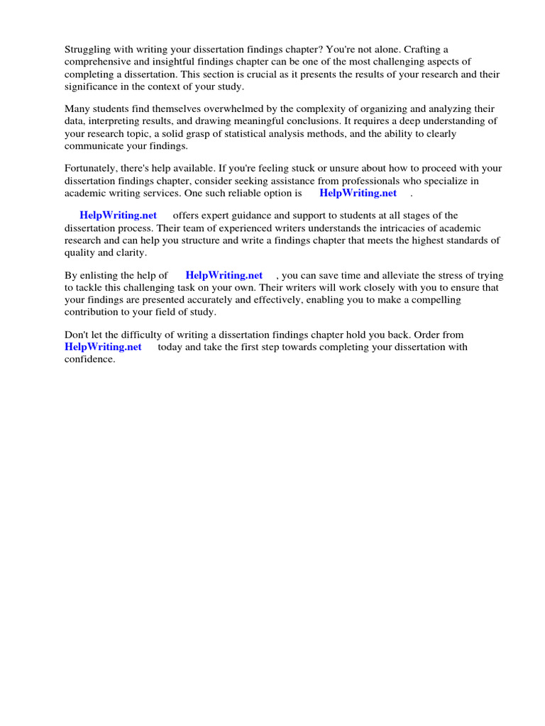 Dissertation Findings Writing Help | PDF | Thesis | Methodology