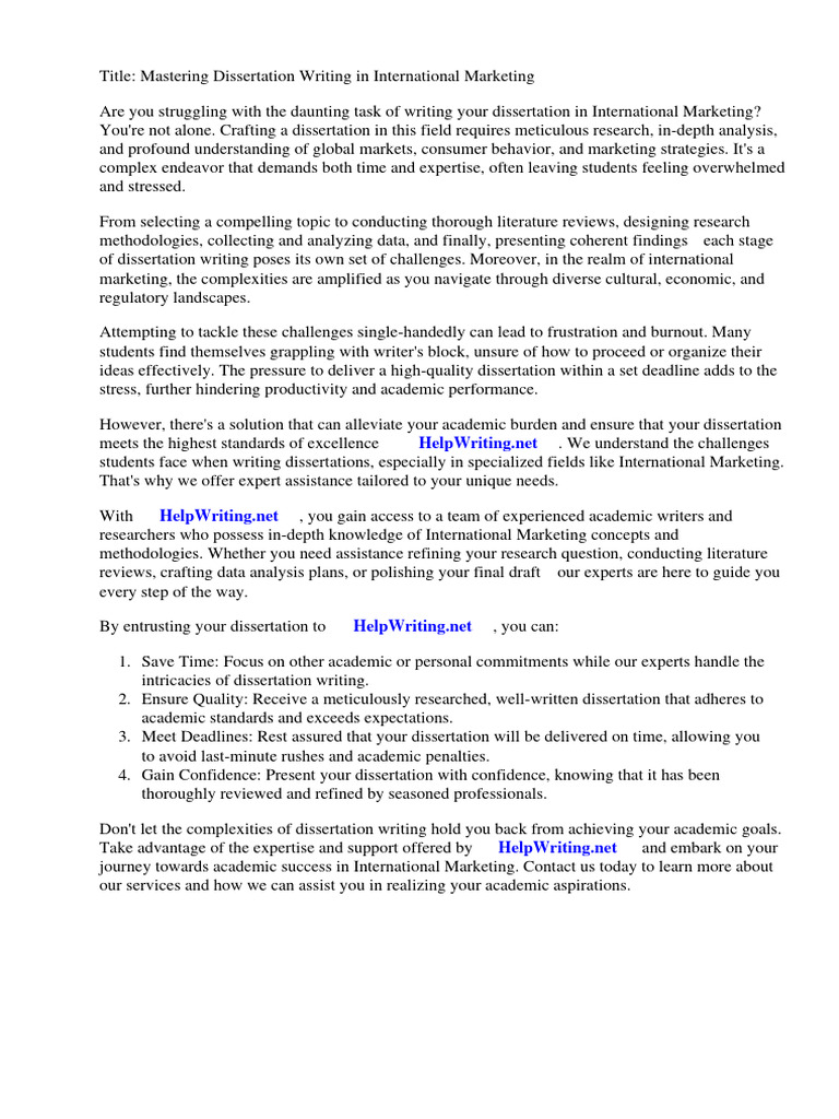 Dissertation Marketing International | PDF | Marketing | Brand