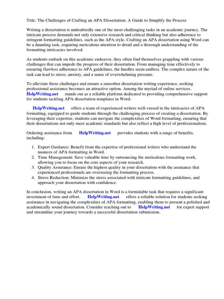 Apa Dissertation Template Word | PDF | Apa Style | Citation