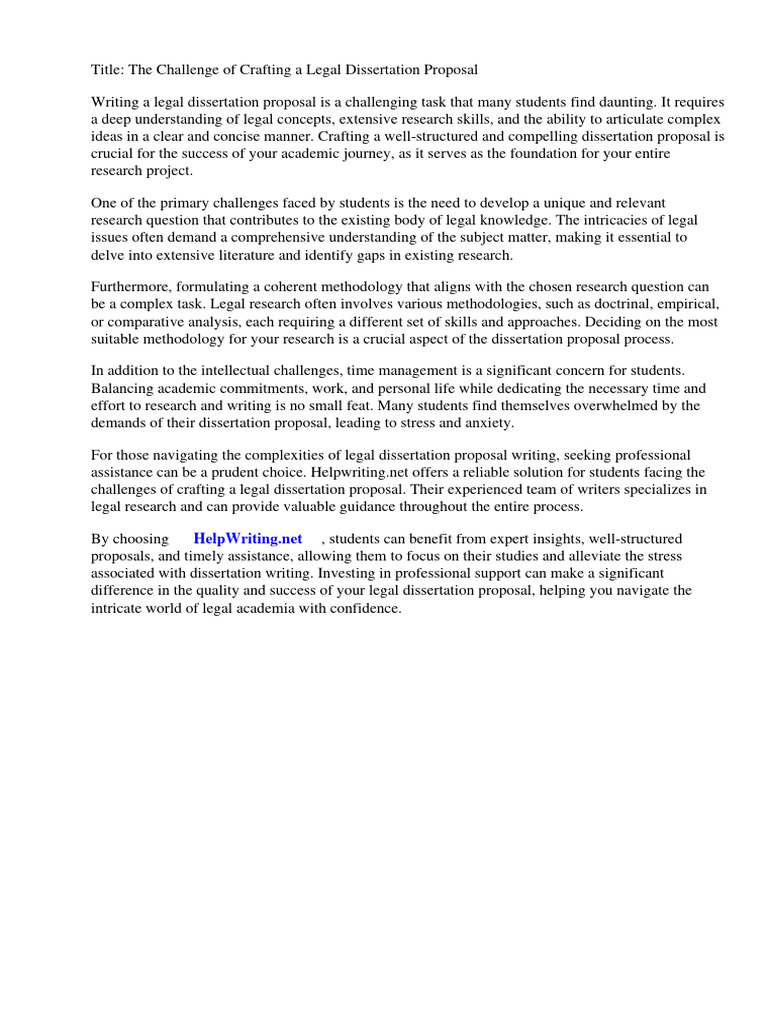 Legal Dissertation Proposal Example | PDF | Thesis | Methodology