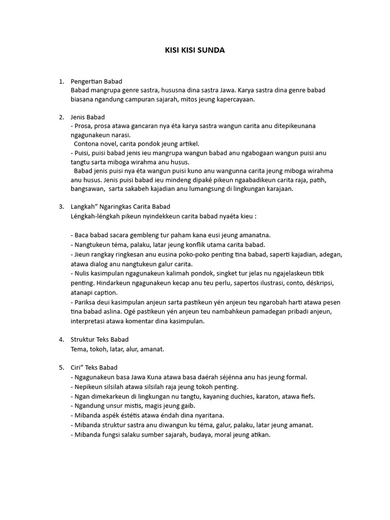 Kisi Kisi Sunda | PDF