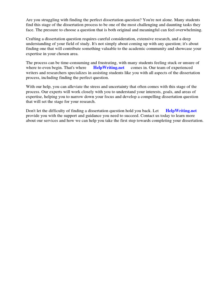 Finding A Dissertation Question | PDF | Thesis | Academic Publishing