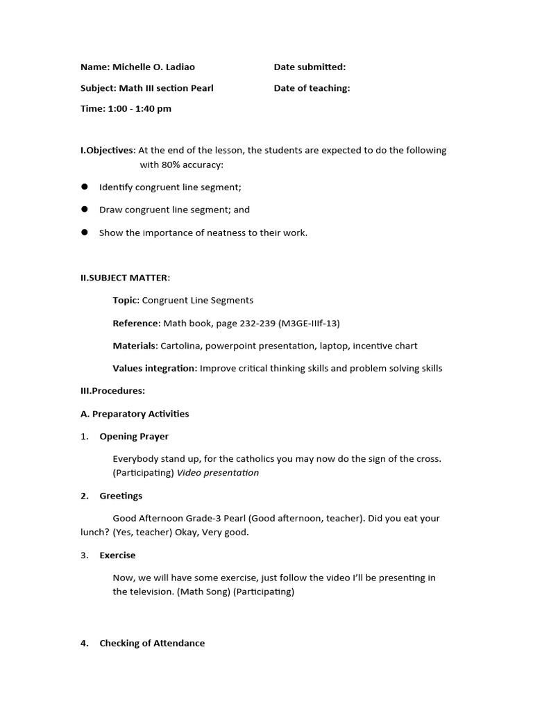 Math Congruent Line Segment | PDF | Teachers | Learning