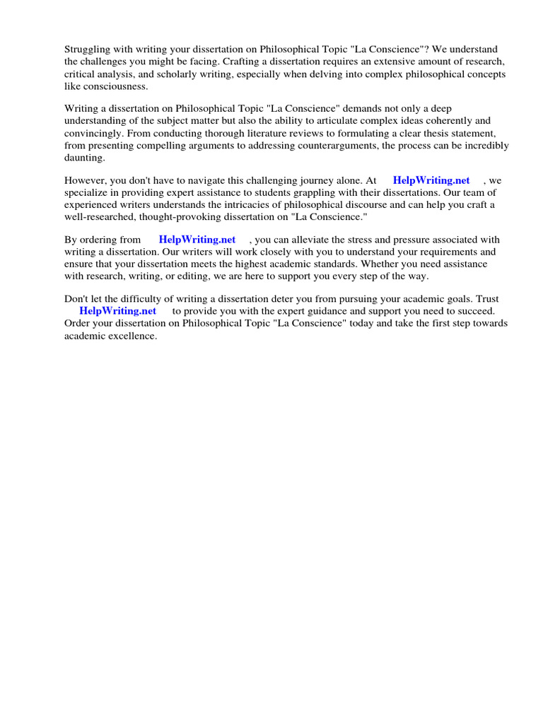Dissertation Philosophique La Conscience | PDF | Thesis | Essays