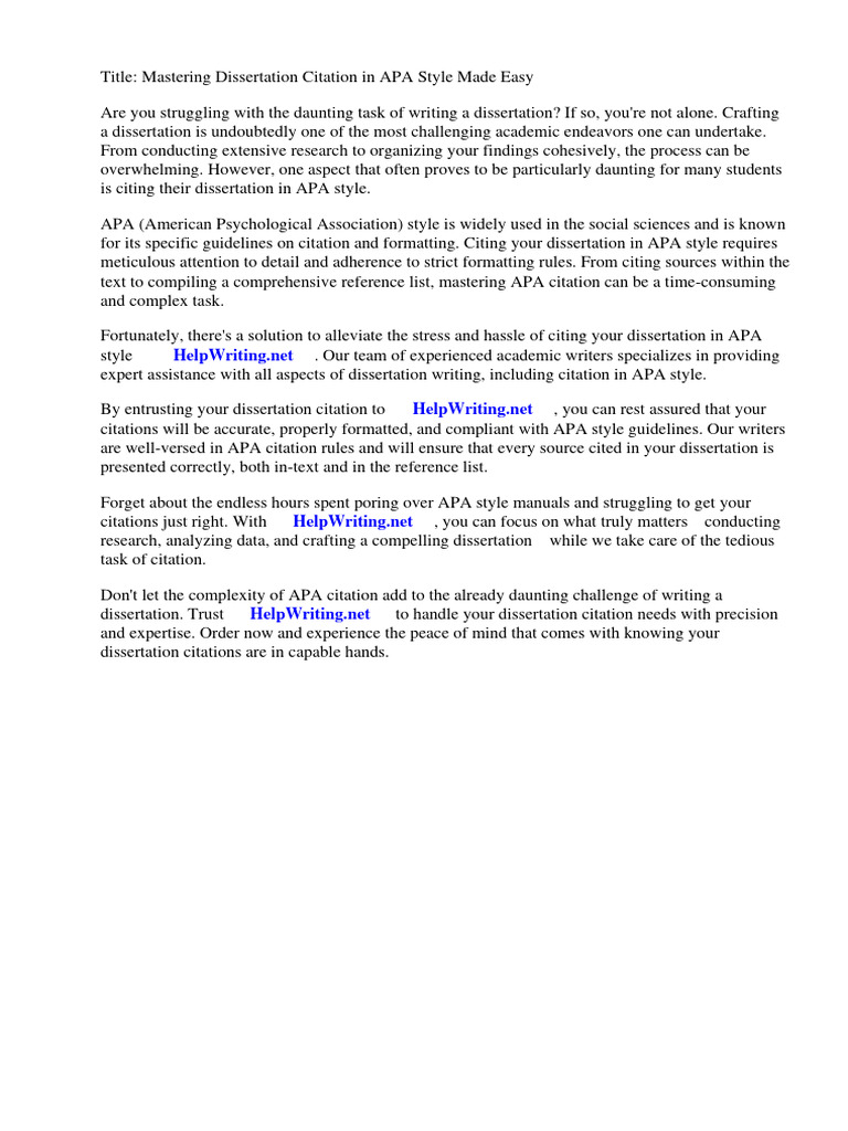 Citing Dissertation Apa Style Download Free Pdf Apa Style Citation