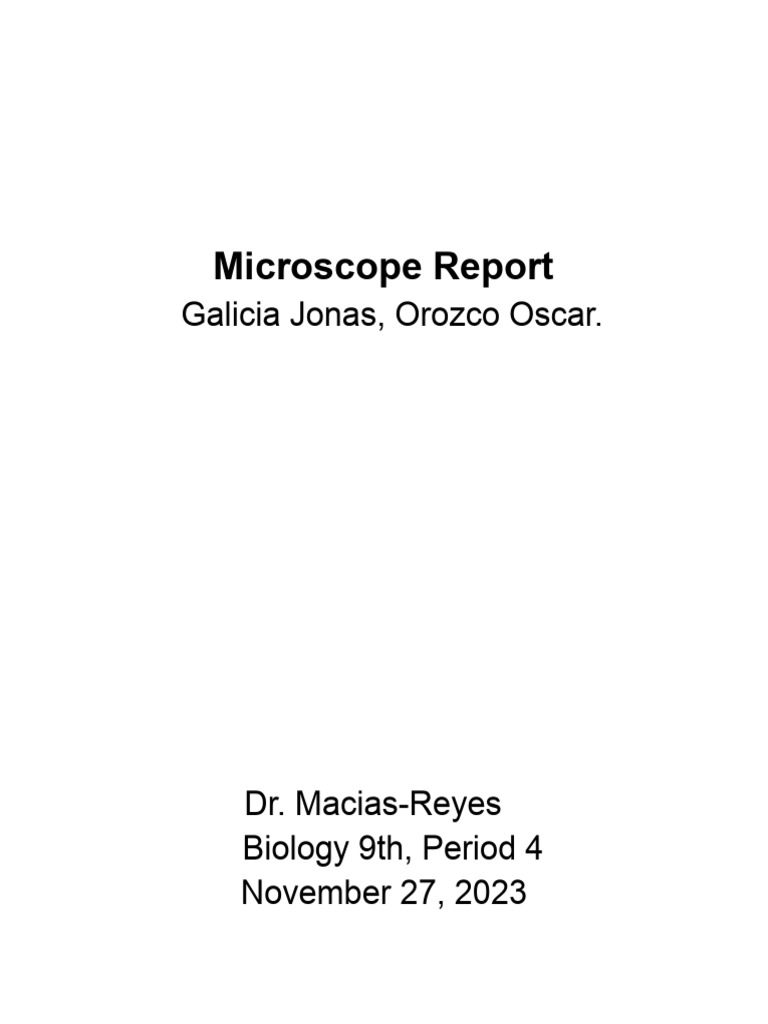 Microoscope Report | PDF | Microscope | Life Sciences