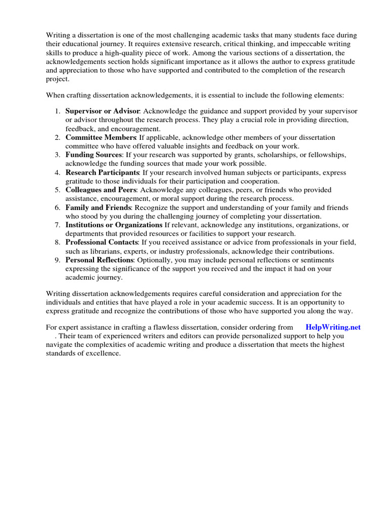 Dissertation Acknowledgements Guide | PDF | Thesis | Gratitude
