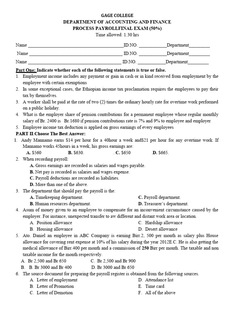 Process Payroll EXAM | PDF | Payroll Tax | Salary