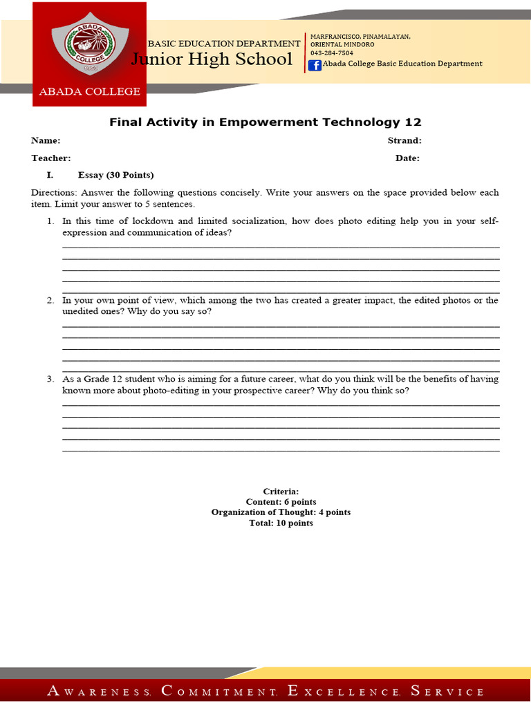 Final Activity in Empowerment Technology 12 | PDF | Communication | Human Communication