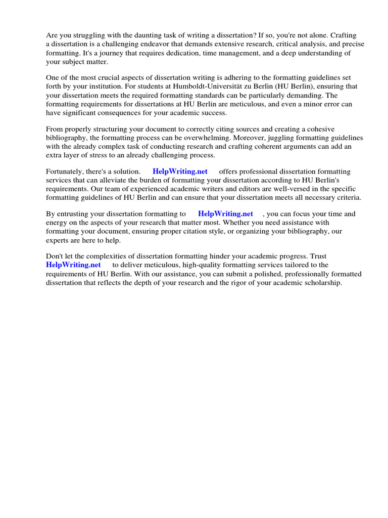 Dissertation Formatting at HU Berlin | PDF | Thesis | Essays