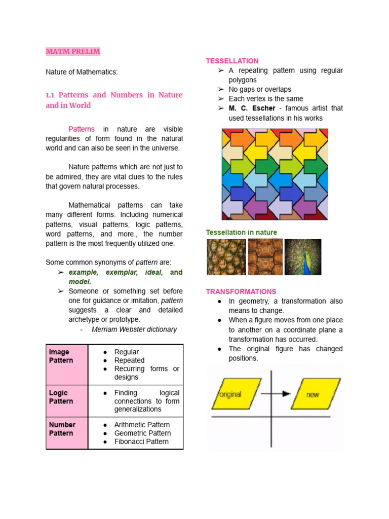 Matm Prelim | PDF | Pattern | Numbers
