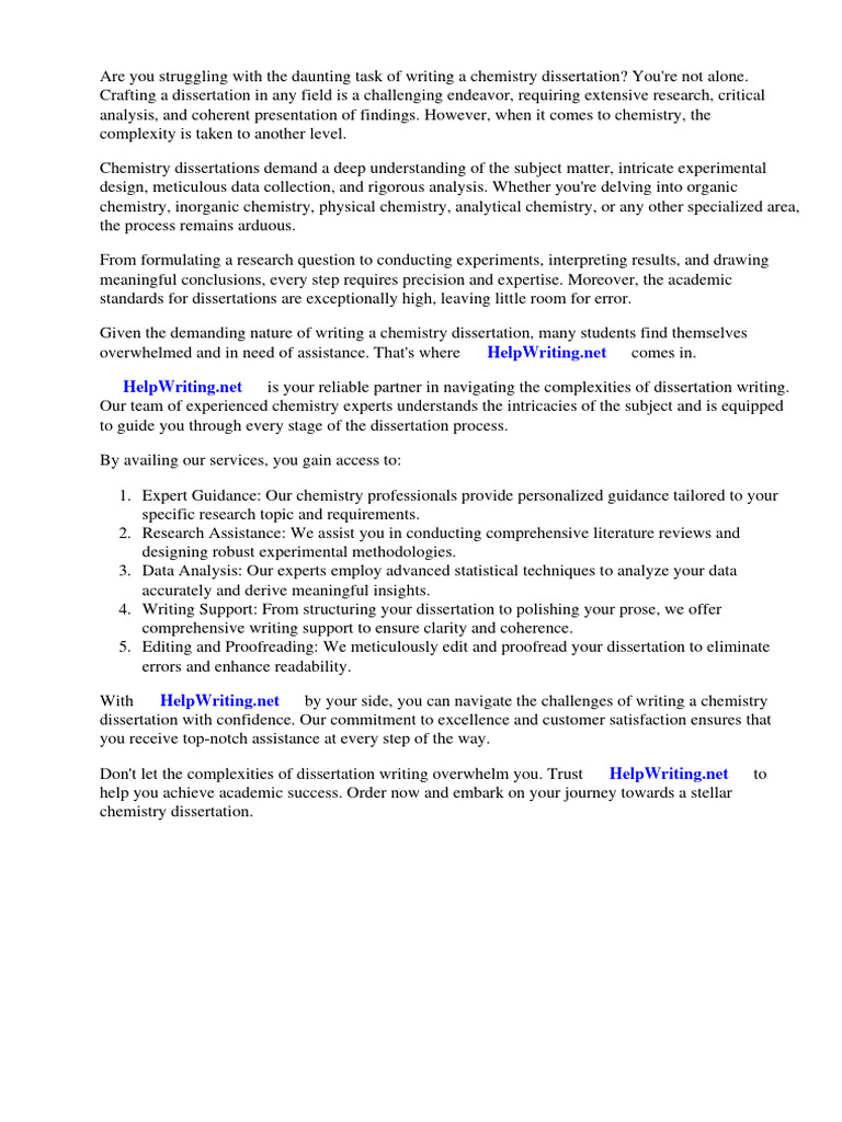 Chemistry Dissertation Example | Download Free PDF | Thesis | Expert
