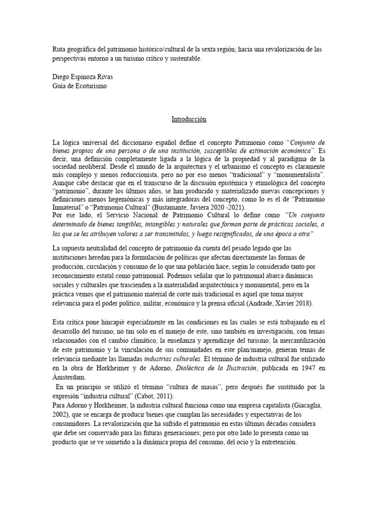 Espinoza D | PDF | Turismo | Bienes (Ley)