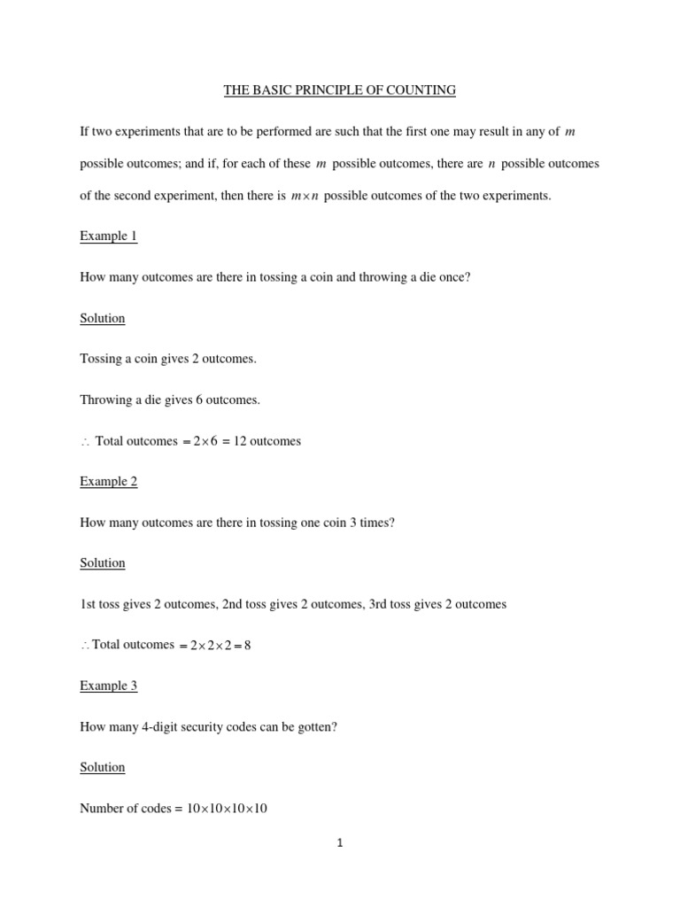THE BASIC PRINCIPLE OF COUNTING_074943 | PDF | Permutation | Mathematics