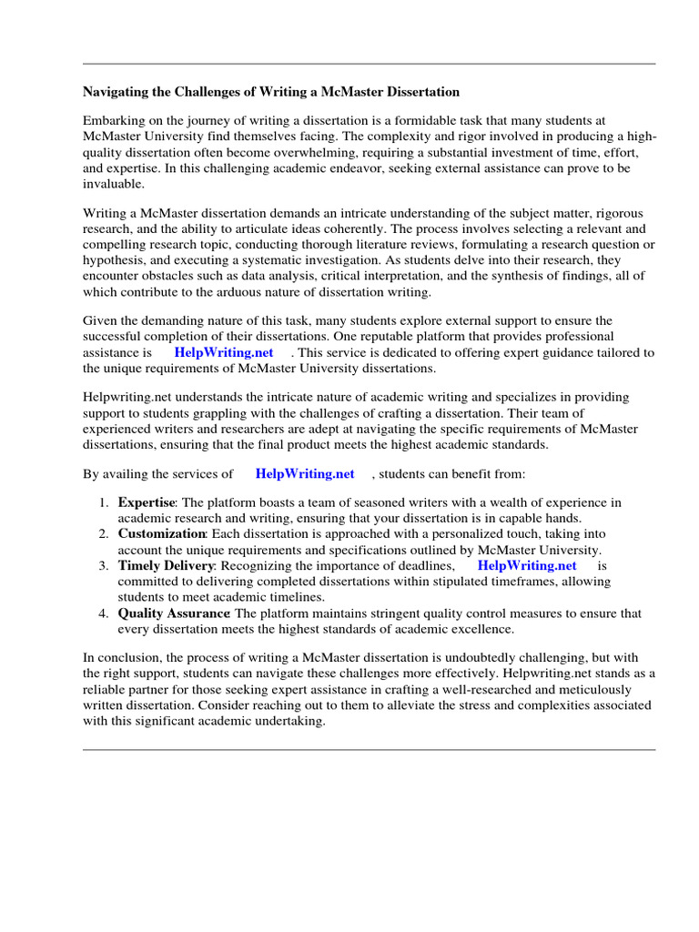 McMaster Dissertation Support Guide | PDF | Career & Growth | Business