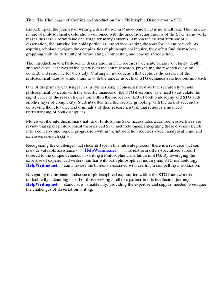 Introduction Dissertation Philosophie STG | PDF