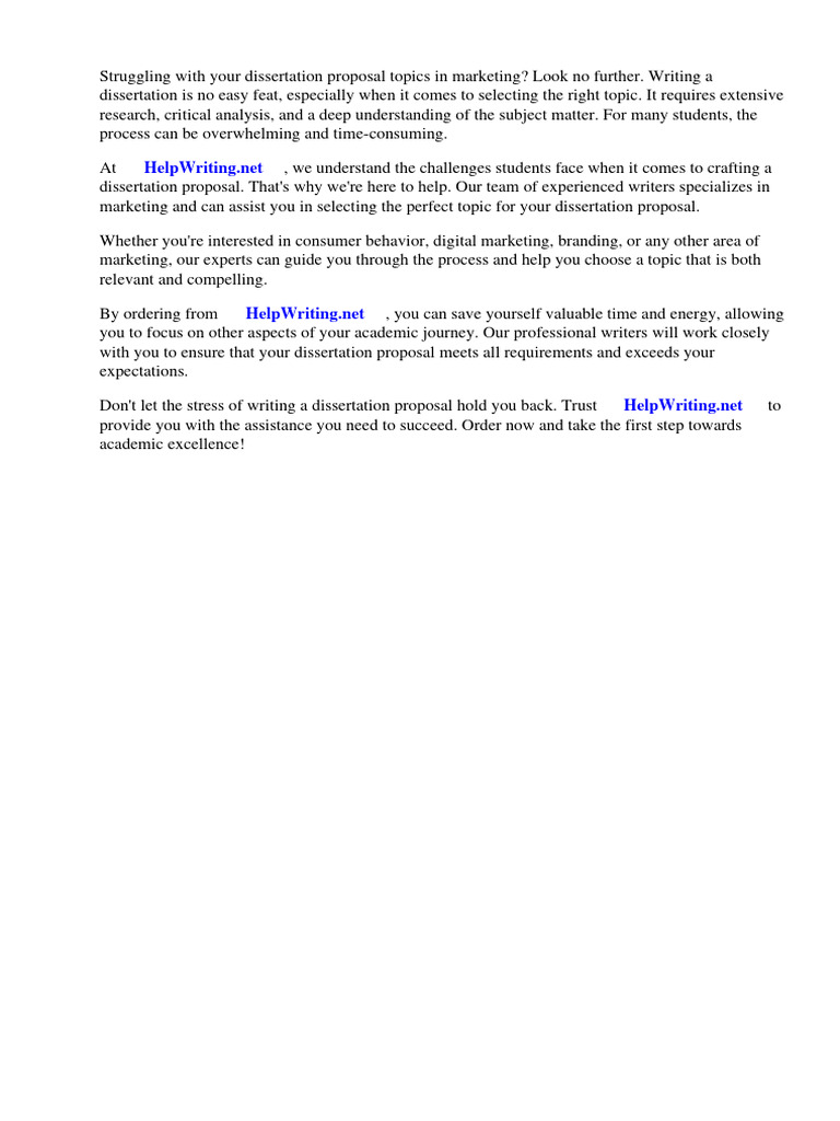 Dissertation Proposal Topics in Marketing | PDF | Marketing | Thesis