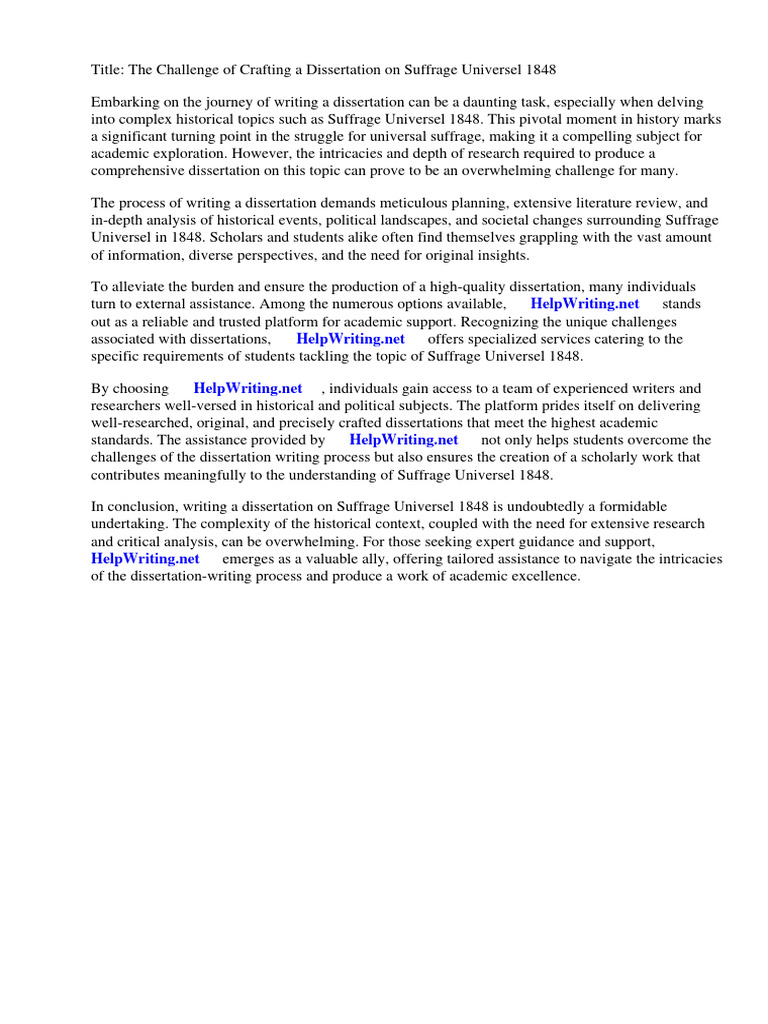 Dissertation Suffrage Universel 1848 | PDF