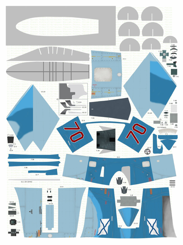 Su-33 paper model template 4 | PDF