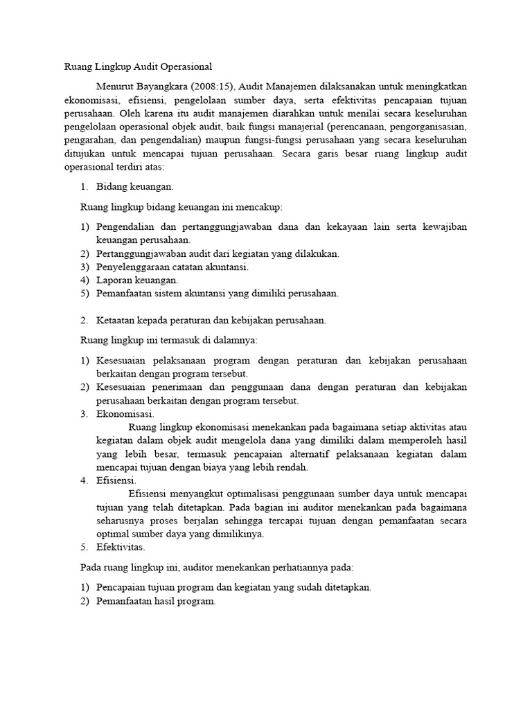 Ruang Lingkup Audit Operasional | PDF