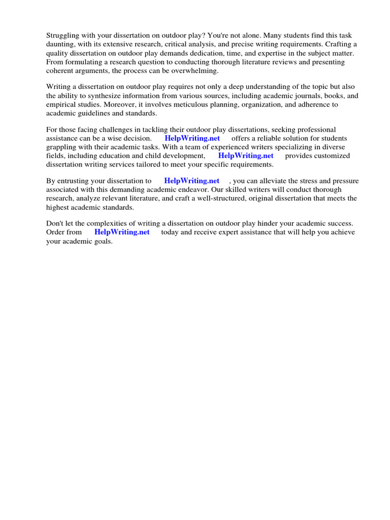 Outdoor Play Dissertation Examples | PDF | Learning | Experience