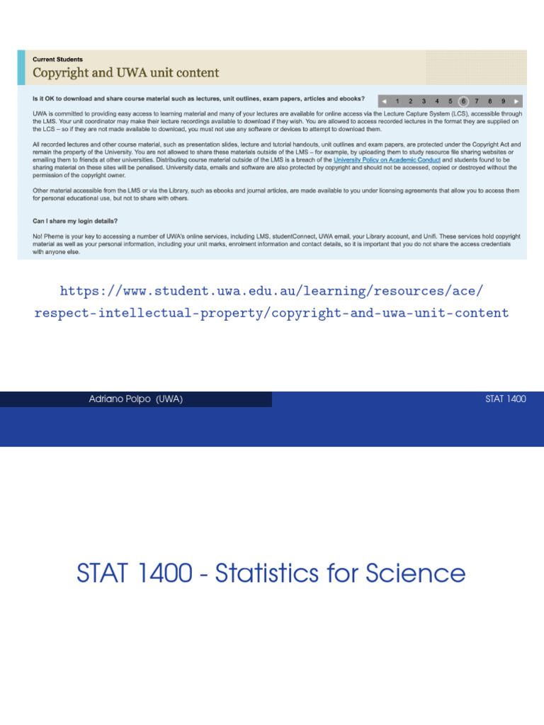 STAT1400 Week2-Lecture 3-1 | PDF | Categorical Variable | Statistics