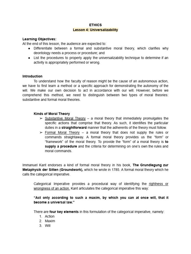 Understanding Kant's Universalizability | PDF | Immanuel Kant