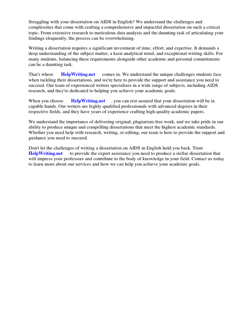 Dissertation Sur Le Sida en Anglais | PDF | Thesis | Climate Change