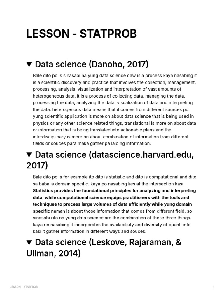 Lesson - Statprob-1 | Download Free PDF | Data Science | Data