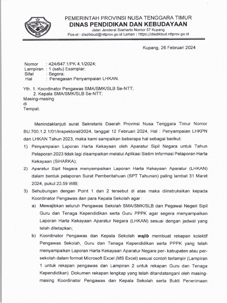 Surat Penyampaian Lhkan | PDF