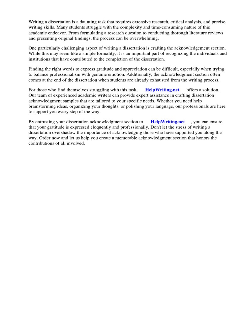 Dissertation Acknowledgement Samples | PDF | Thesis | Gratitude