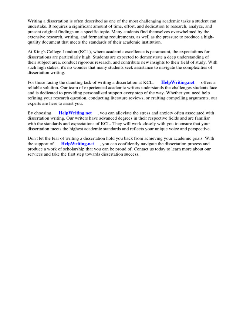 Dissertation Guidelines KCL | PDF | Thesis | Written Communication