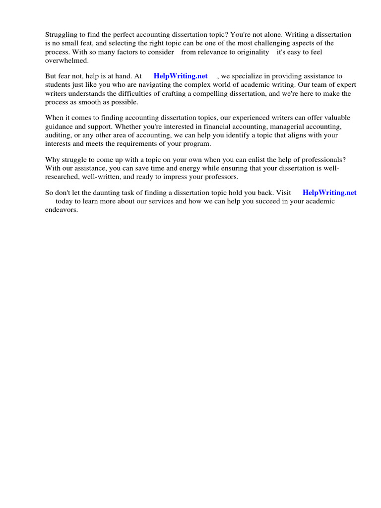 Finding Accounting Dissertation Topics | PDF | Thesis | Accounting
