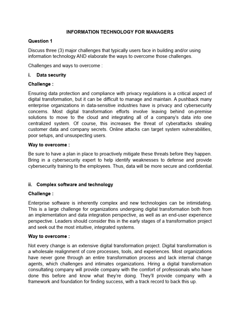 Final Information Technology for Managers | PDF | Network Topology ...