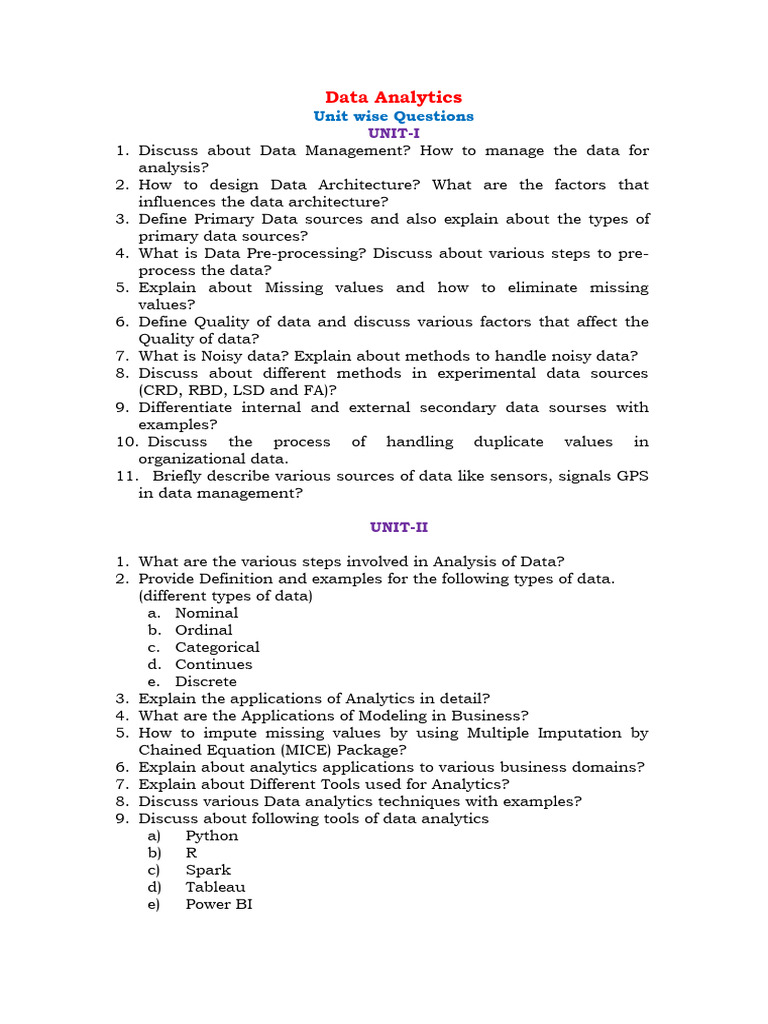 Dana Analytics Unitwise Questions | PDF | Regression Analysis | Logistic Regression