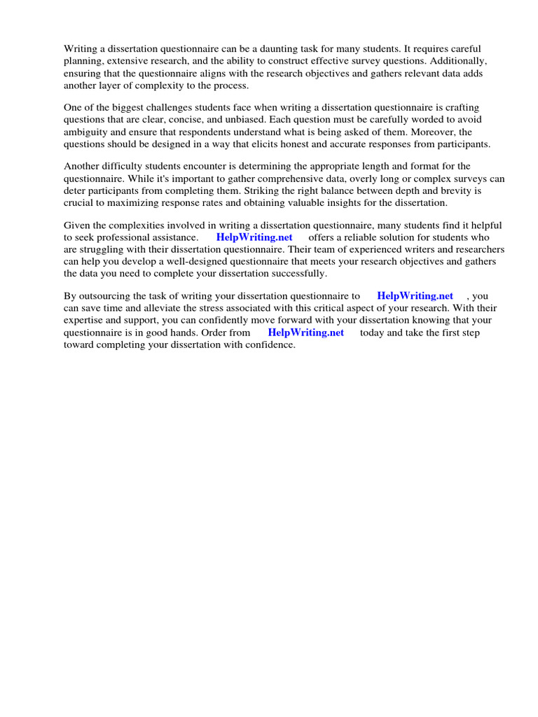 Crafting Effective Dissertation Questionnaires | PDF | Thesis | Survey ...