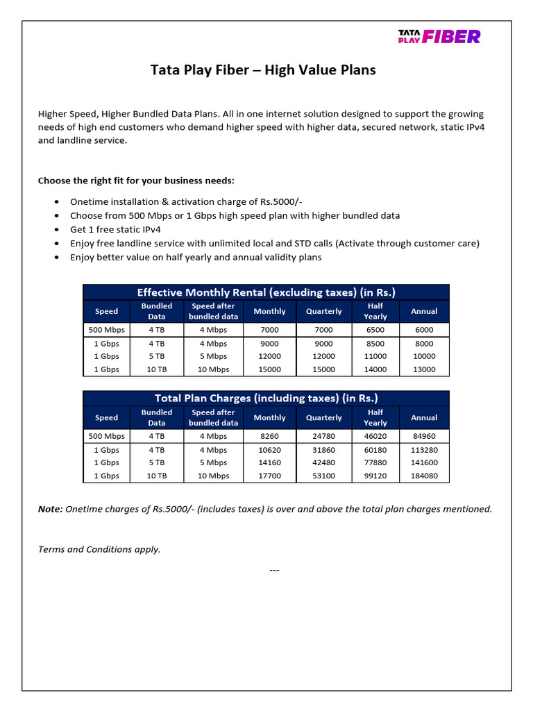 Tata Play Fiber | PDF