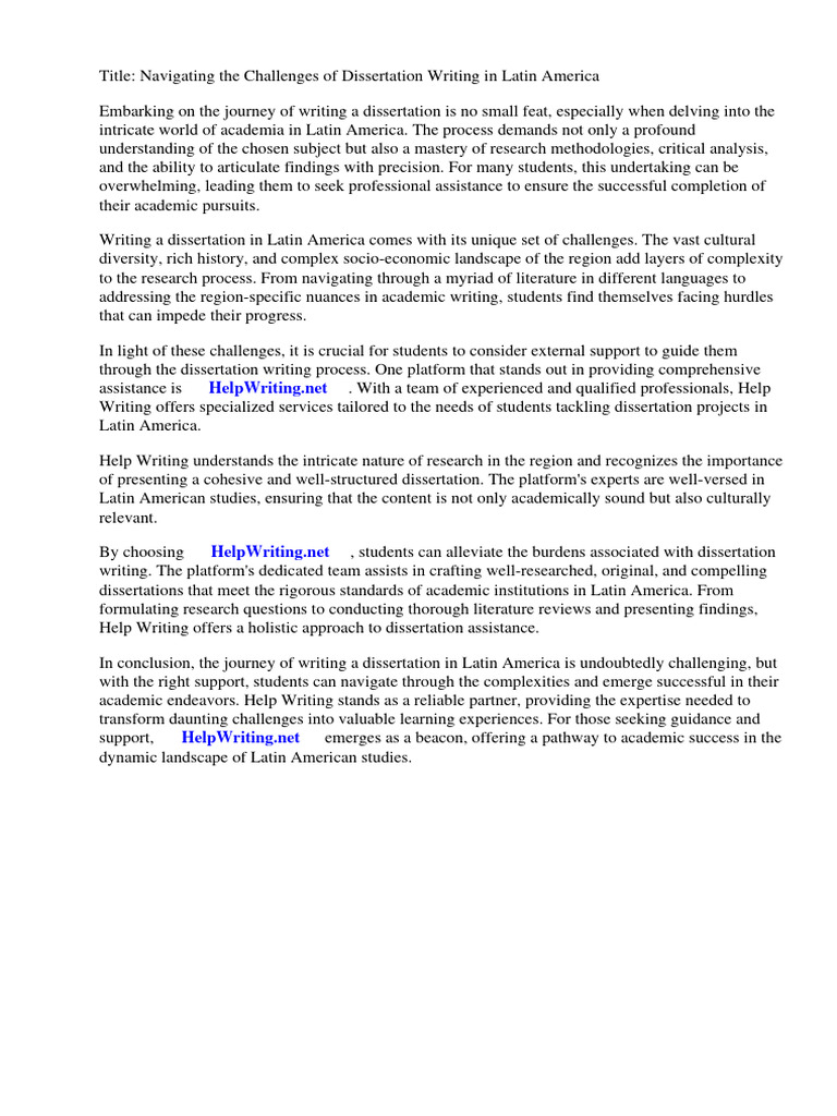 Dissertation Writing in Latin America | PDF | Latin America | Chile
