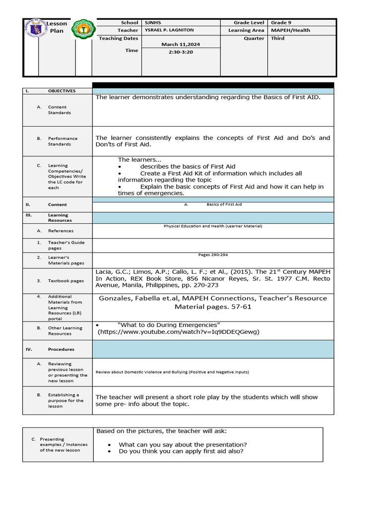 Cot-3rd Q Lesson Plan | PDF | Learning | Behavior Modification